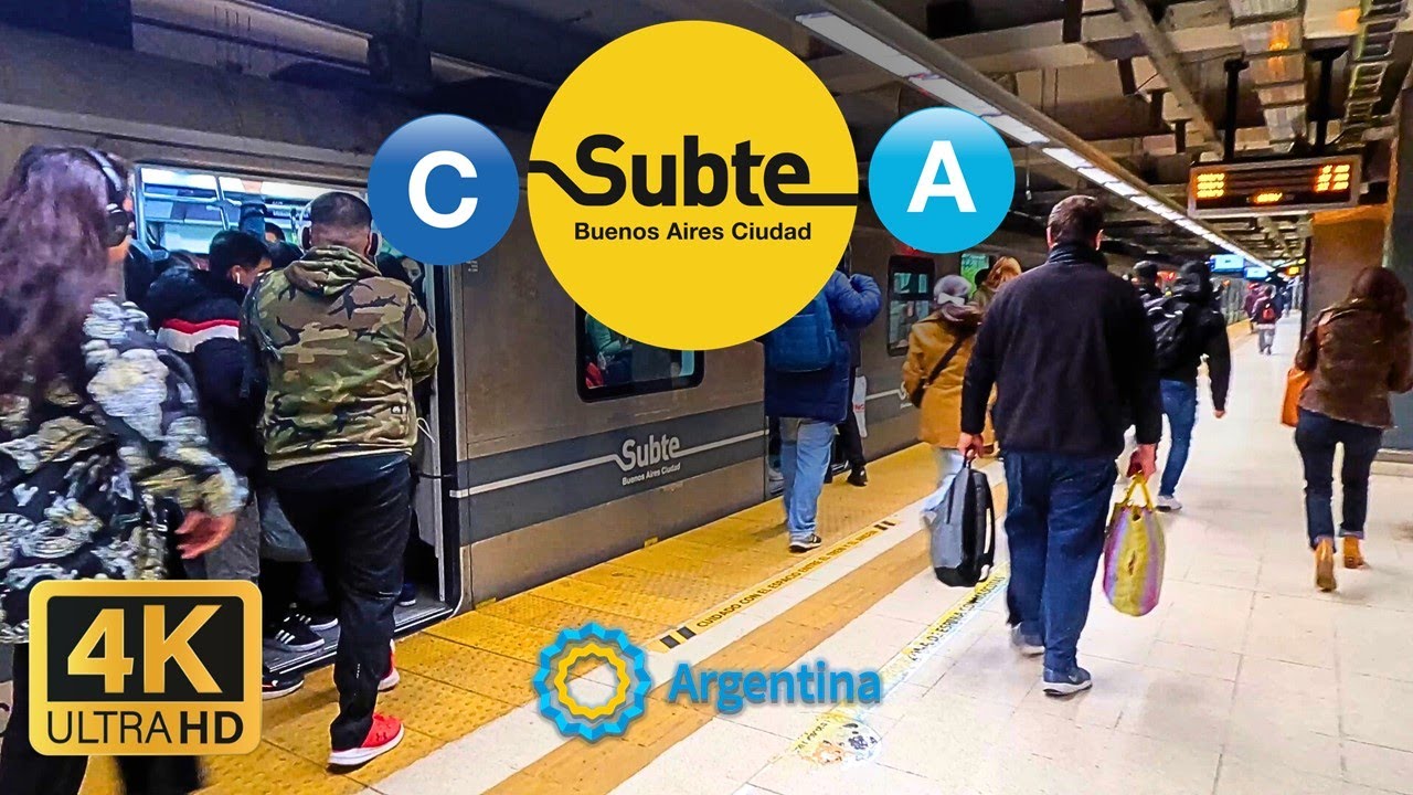 【4K】Viajando juntos en Subte | Línea C a Retiro | Combinación Línea A a ...
