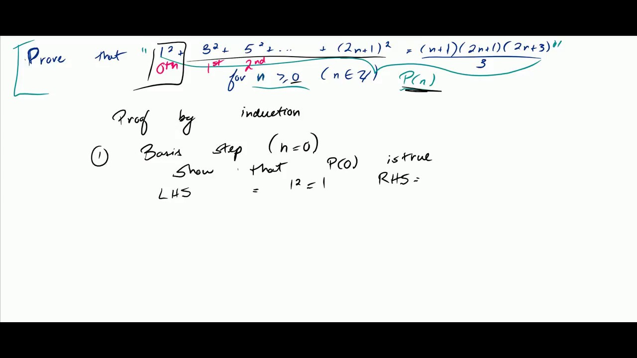 Induction - Showing 1^2 + ... + (2n + 1)^2 = (n+1)(2n+1)(2n+3)/3 - YouTube
