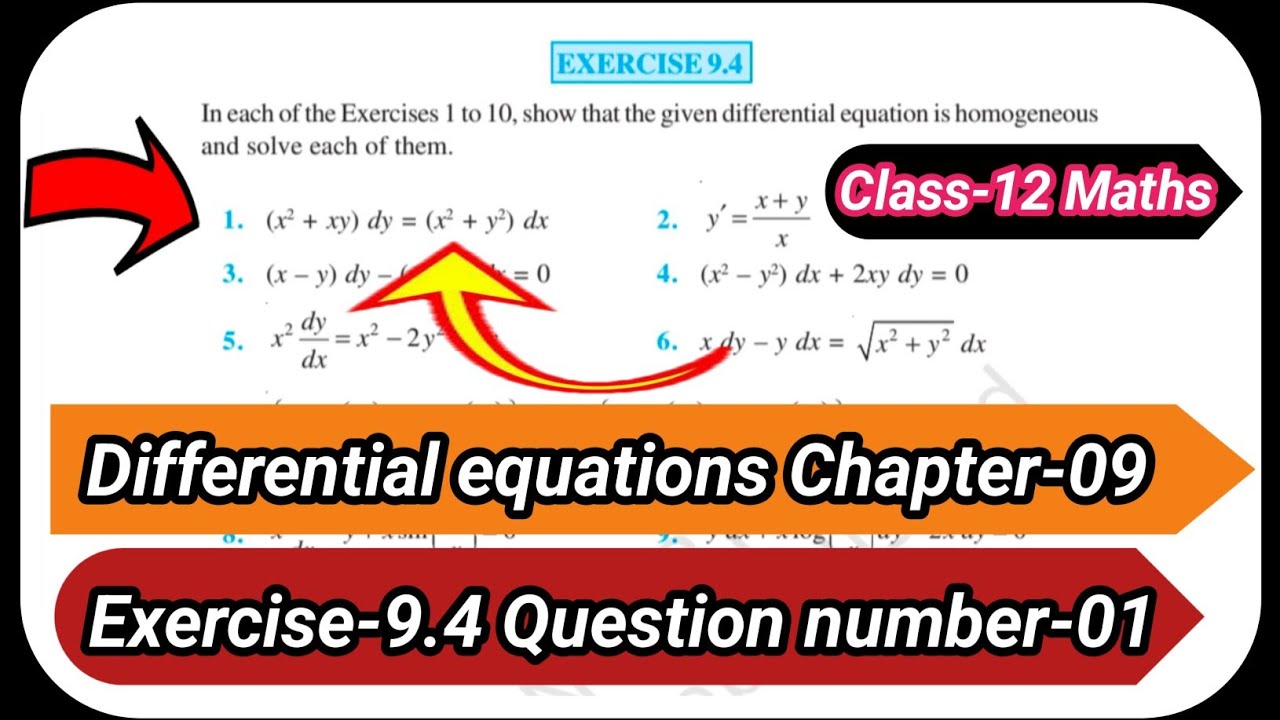 Ncert Class 12 math Differential Equation Exercise -9.4 QN-01 class 12 ...