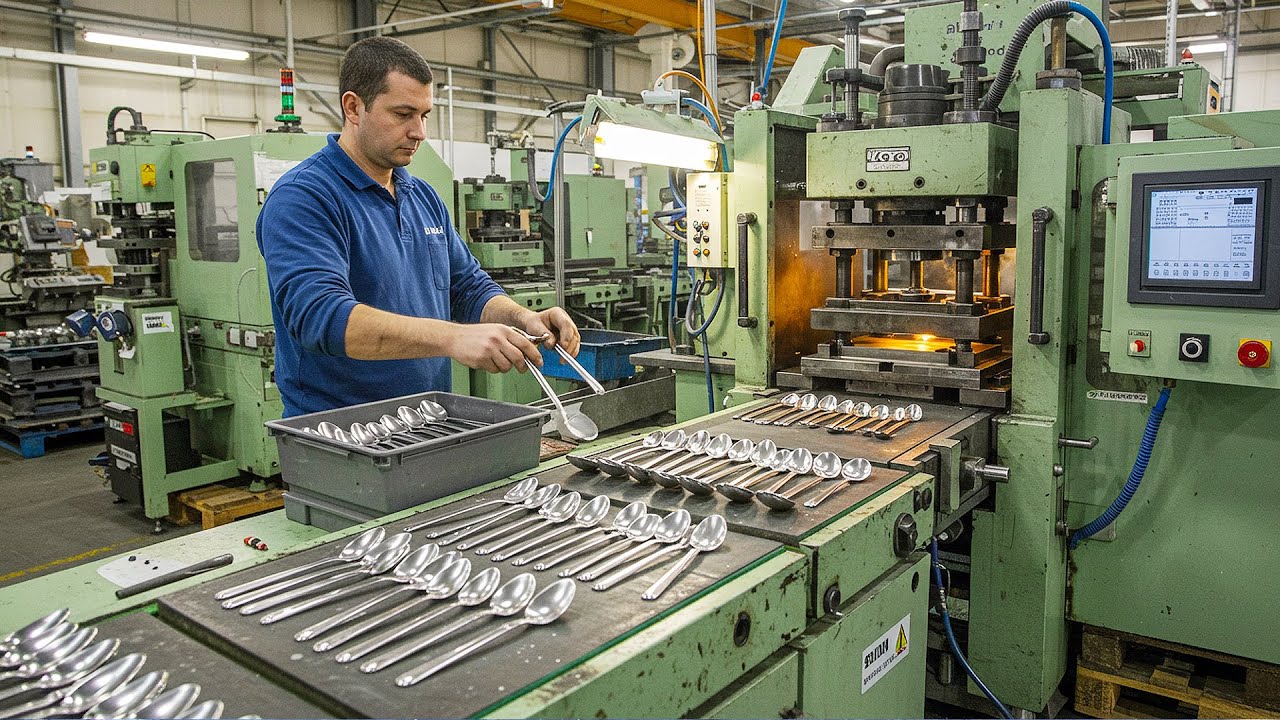 How Metal Spoons Are Made in Factories | Full Production Line Explained ...