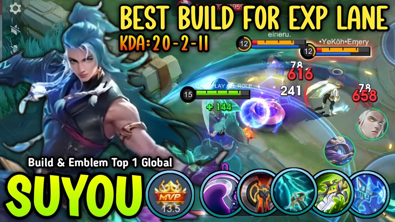 SUYOU BEST 1 SHOT BUILD & EMBLEM FOR EXP LANE 2024 (YOU MUST TRY) 😱 ...