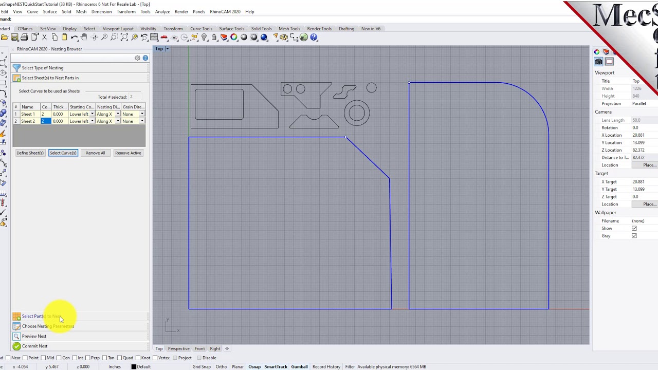RhinoCAM 2020 True Shape Nesting Quick Start - YouTube