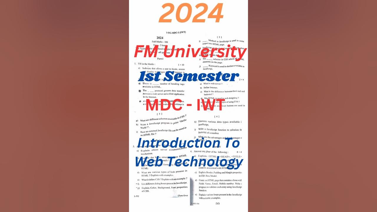 +3 1st Semester MDC Paper Introduction to Web Technology 2024 PYQ - YouTube