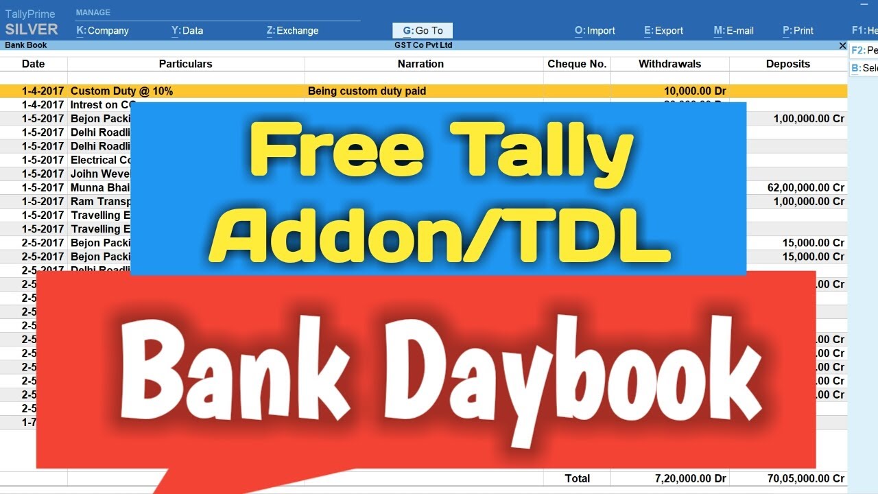 Tally TDL free download for Bank Daybook - YouTube