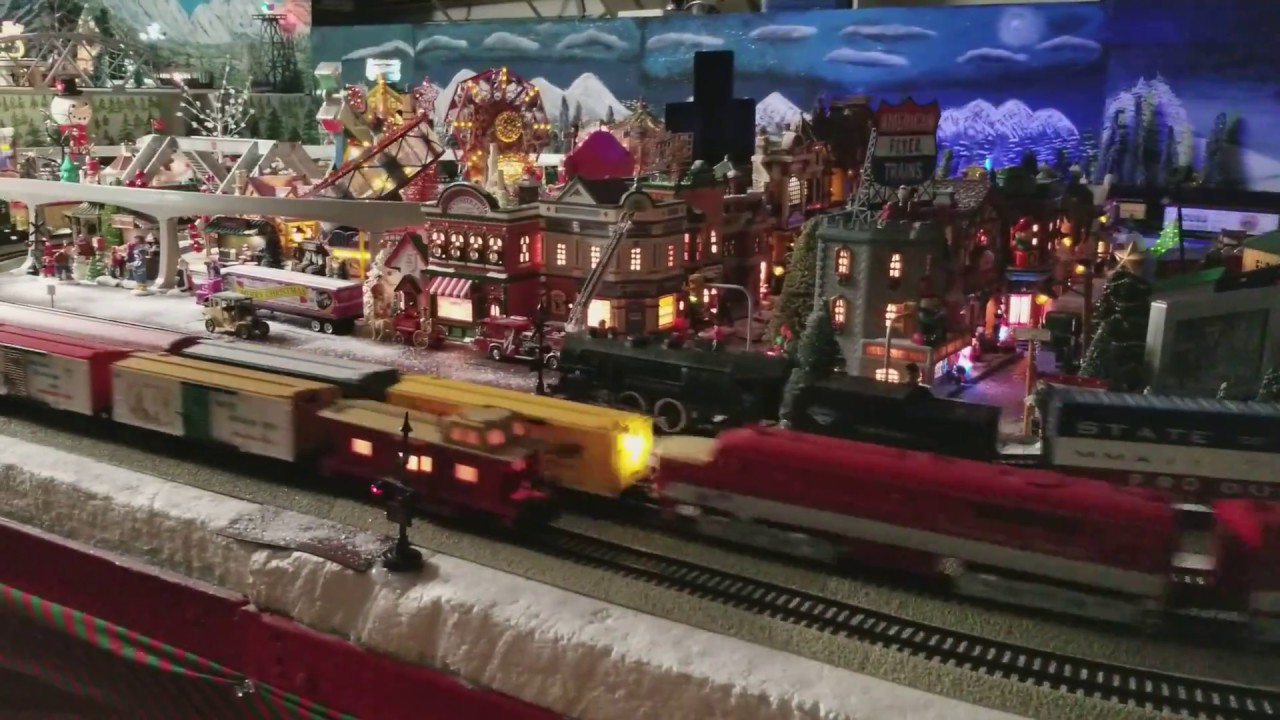 Chris and Mhel's 2018 Christmas Train and village layout - YouTube
