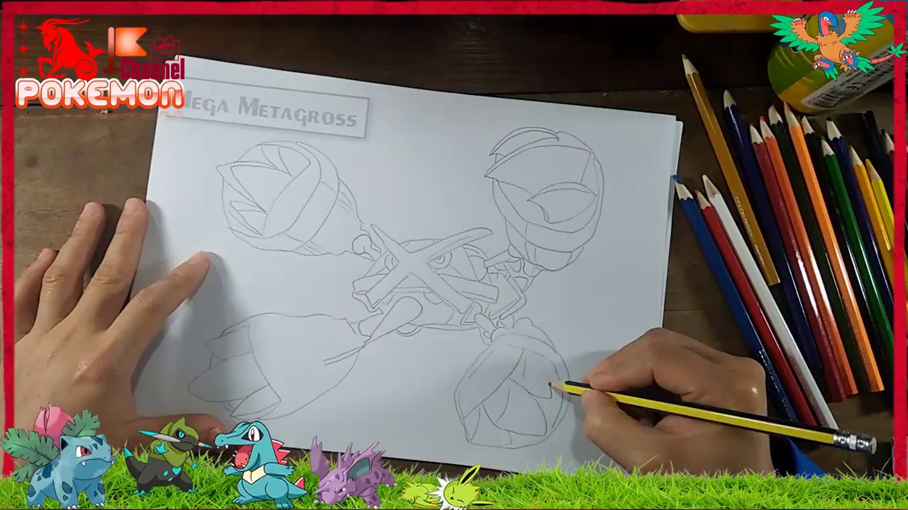 How to draw Mega Metagross art for kids cool pokemon drawings step by ...