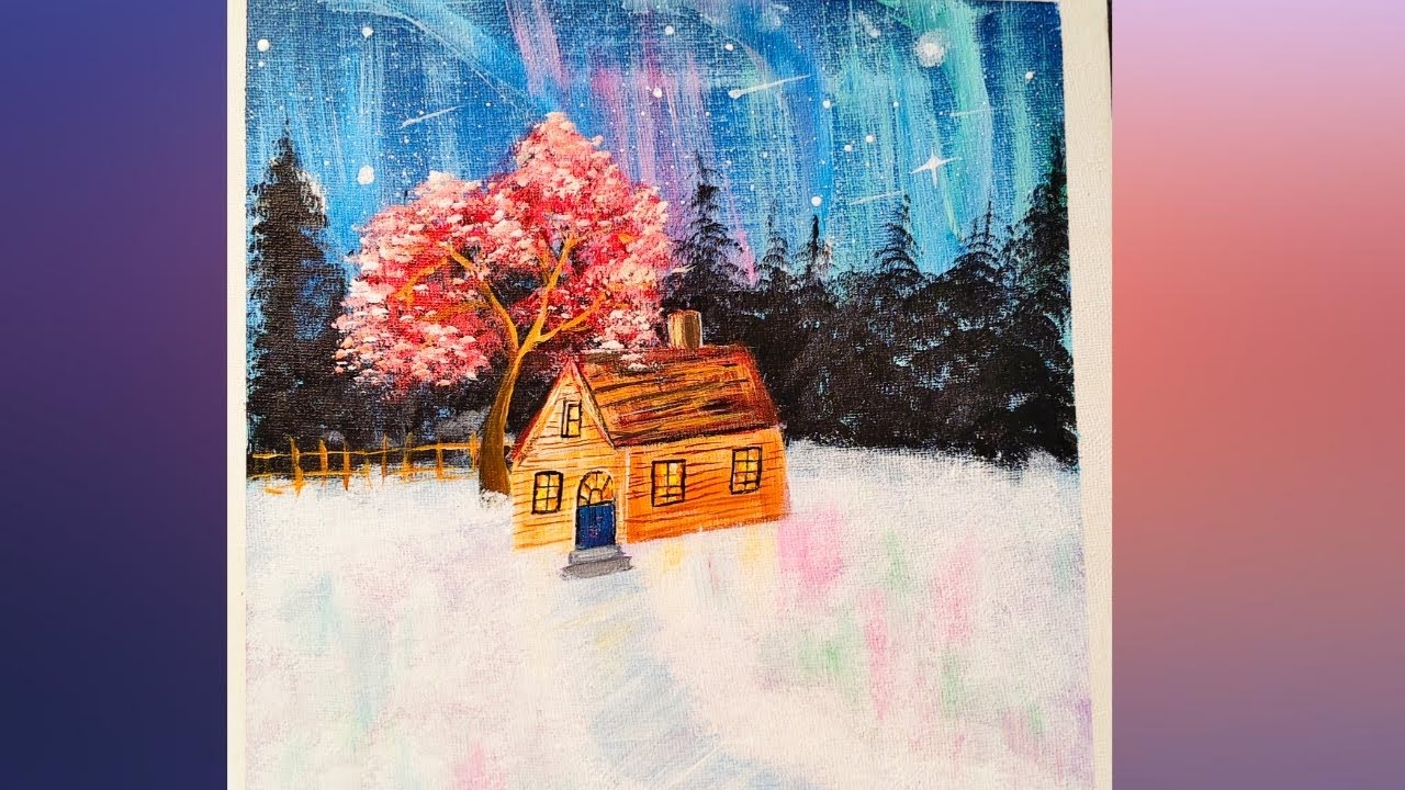 Easy acrylic Arora painting/ Arora painting #drawing #painting tutorial ...