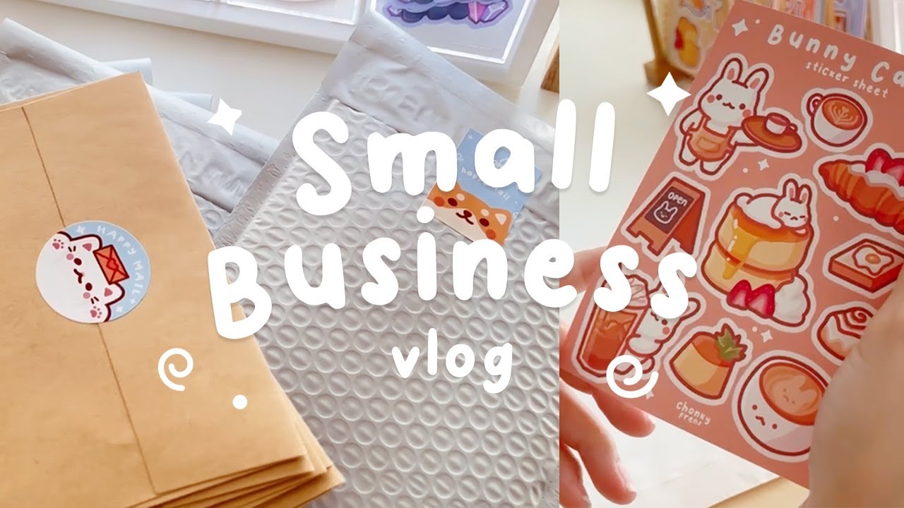 studio vlog packing orders for my small business, printing stickers ...
