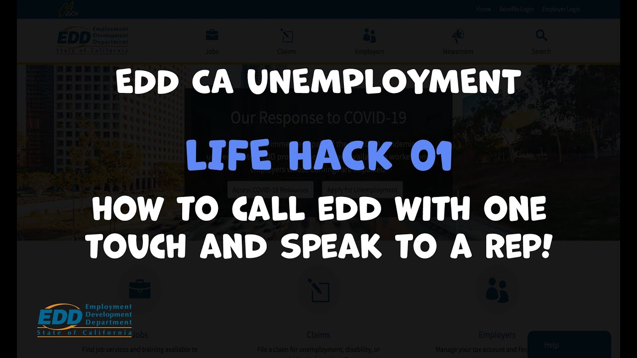 EDD CA Life Hacks - LIFE HACK 01: How to Call EDD with One Touch and ...