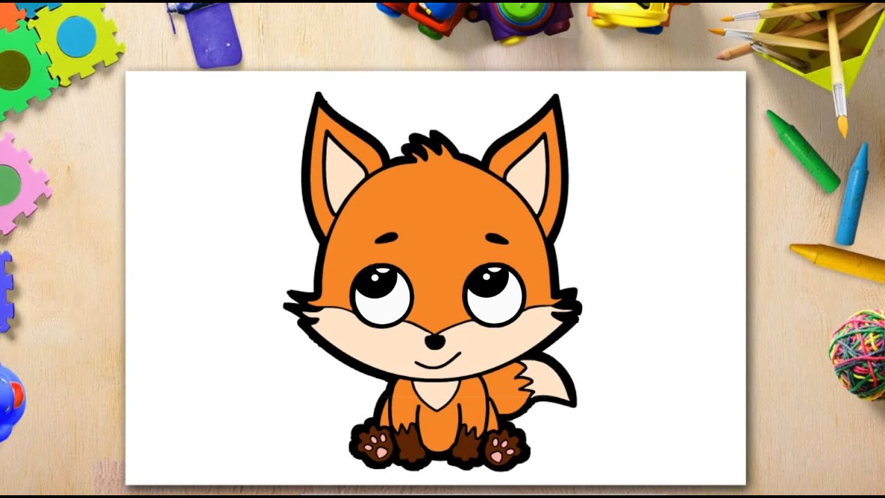 How to draw and paint cute Fox - YouTube