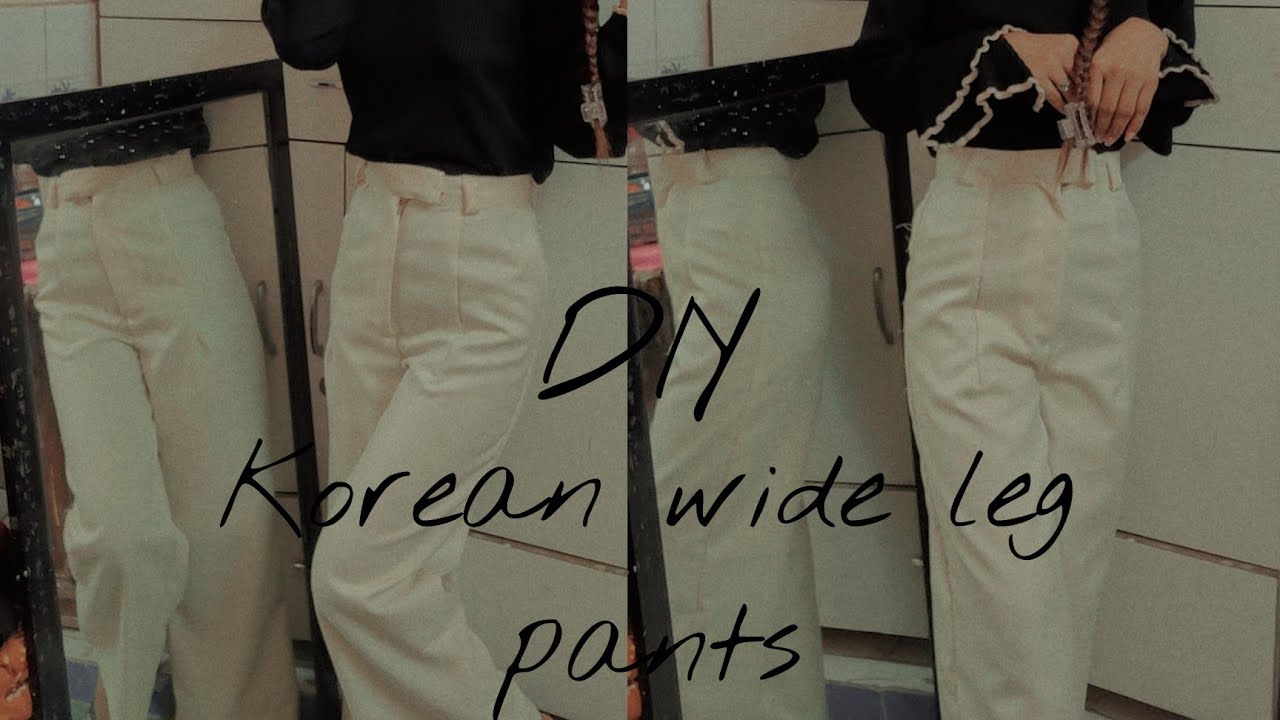 DIY wide leg pants || how to make wide leg pants cutting and stitching ...