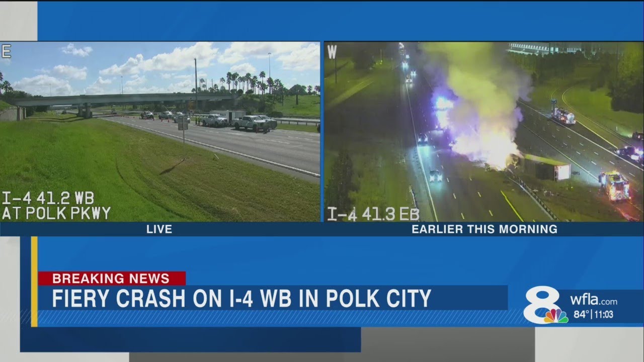 2 hospitalized after fiery crash on I-4 in Polk County - YouTube