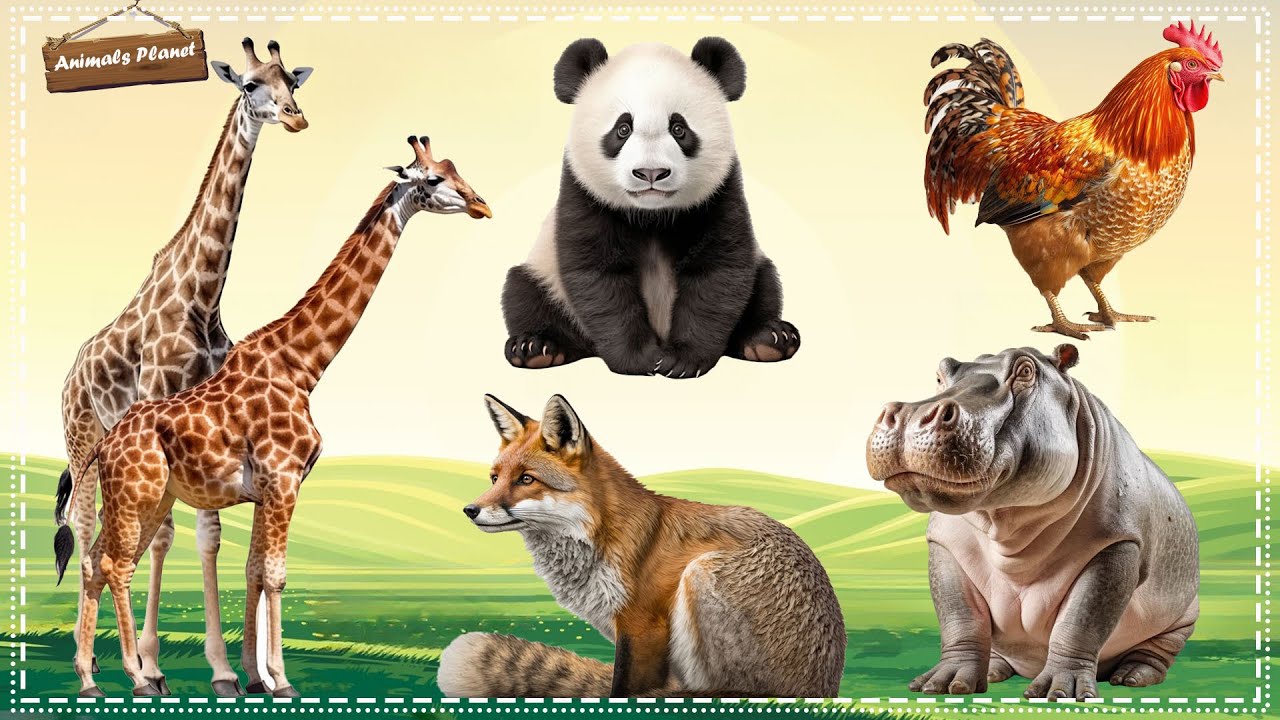 Bustling animal world sounds: Giraffe, Panda, Chicken, Fox ...