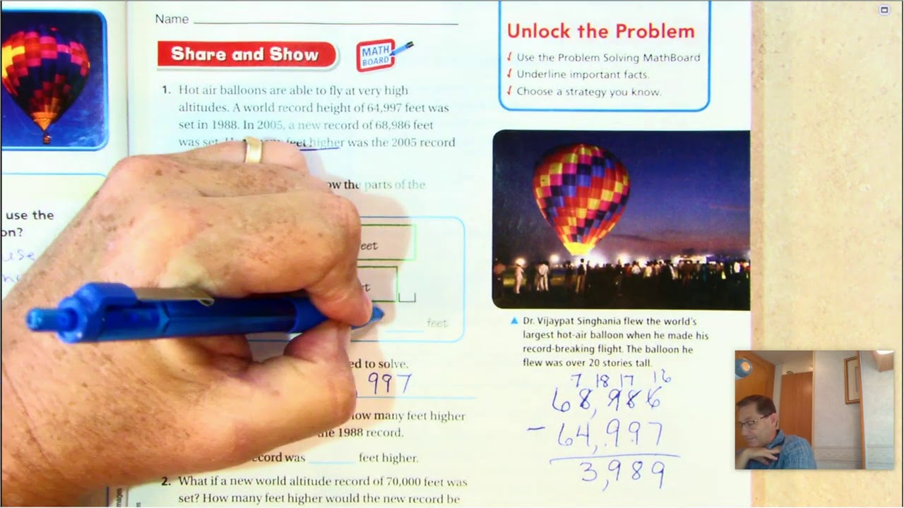 4th grade GO Math-Lesson 1.8 Problem Solving-Comparison Problems with ...