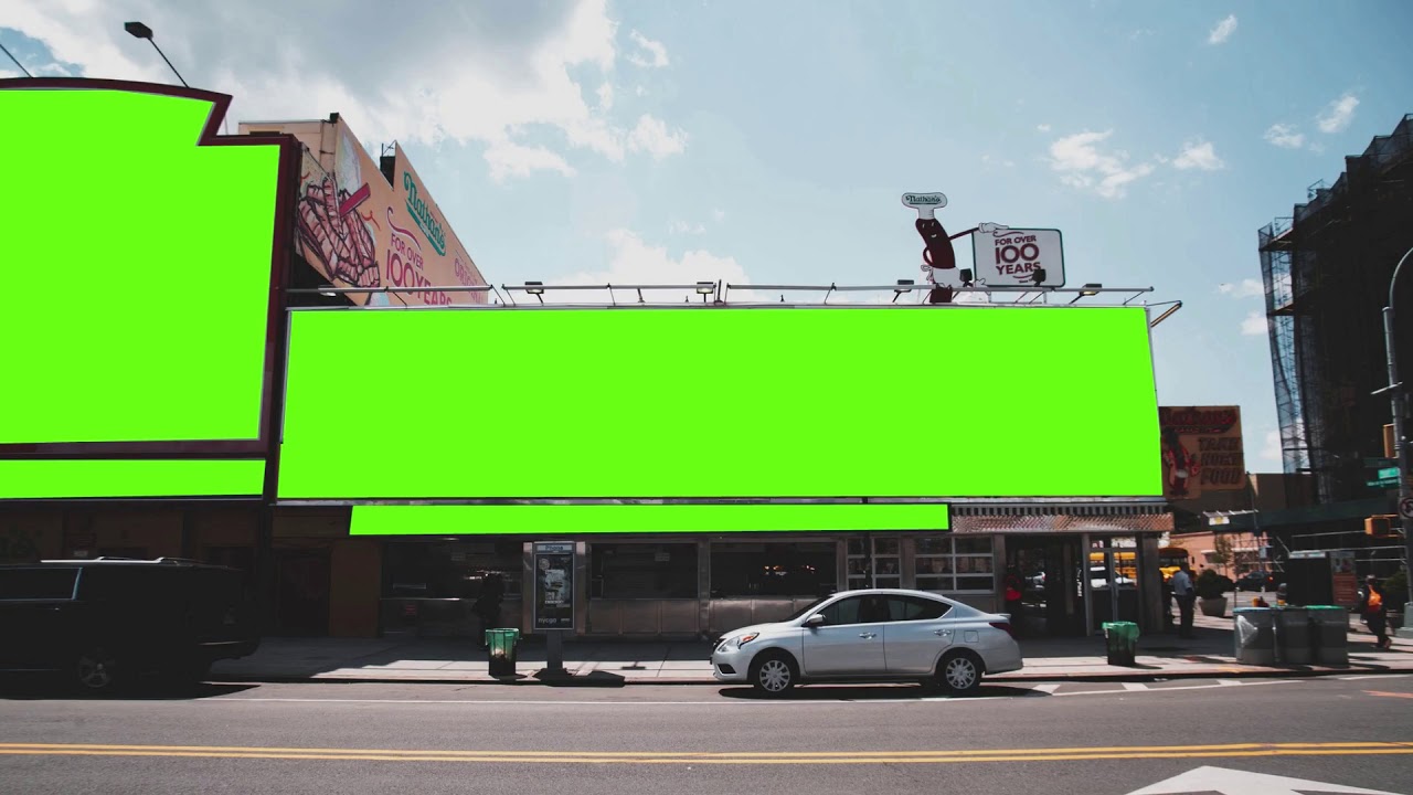 Shop front banner green screen bill board vfx foorage - YouTube
