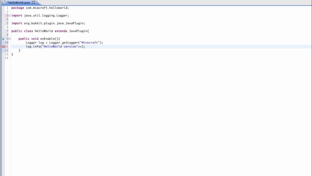 Bukkit Plugin Tutorial | onEnable and onDisable Methods | 0.3 - YouTube