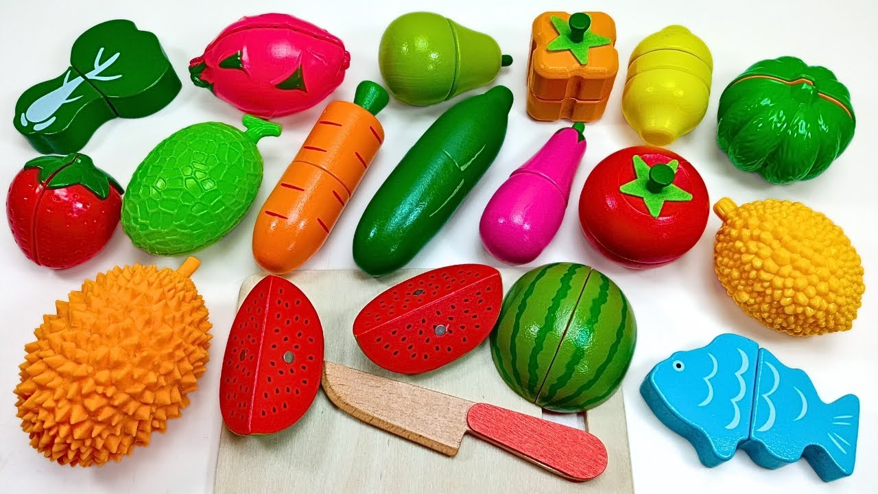 Oddly Satisfying Video | How to Cutting Wooden Fruits and Vegetables ASMR | Watermelon, Pear ...