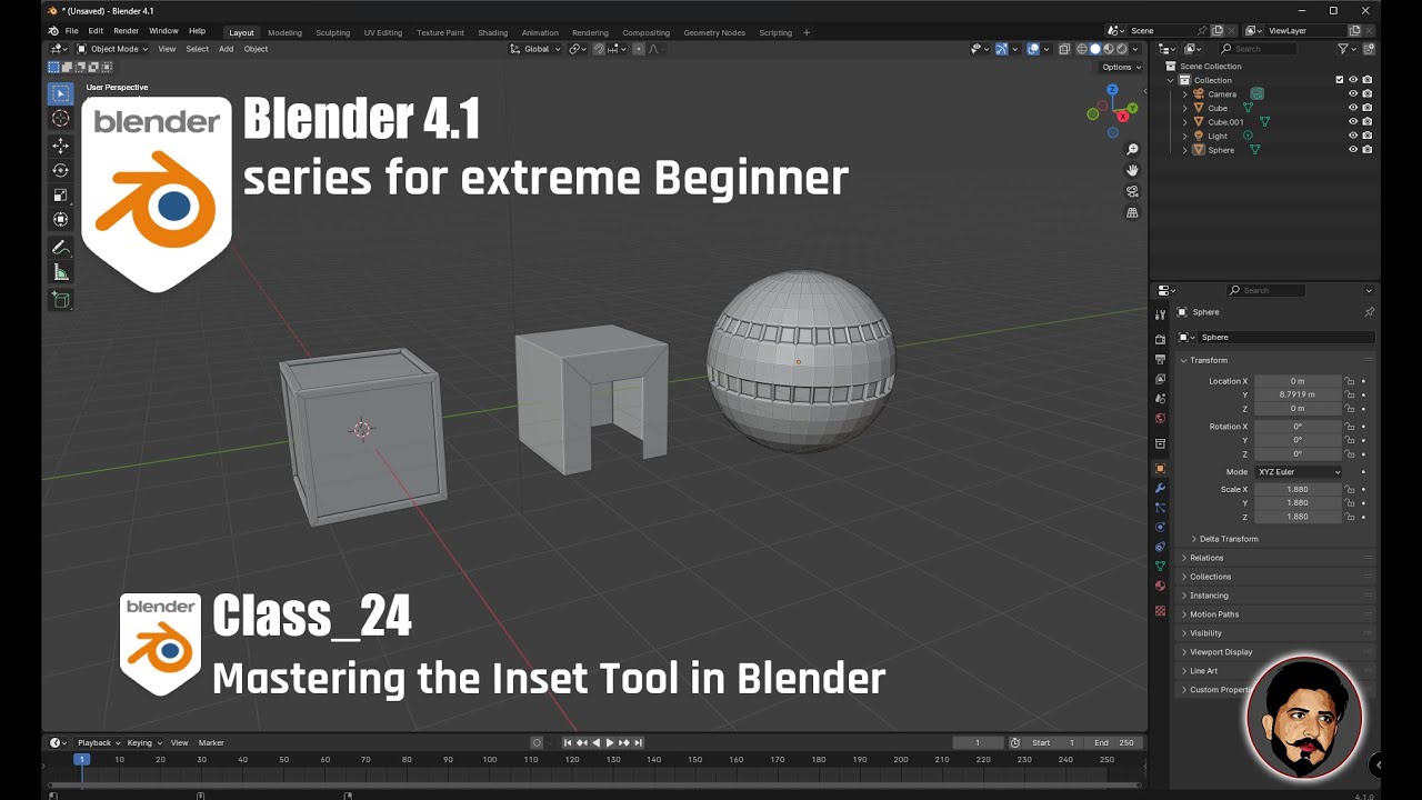 CLASS: 24 | Mastering the Inset Tool in Blender | Beginner's Guide ...