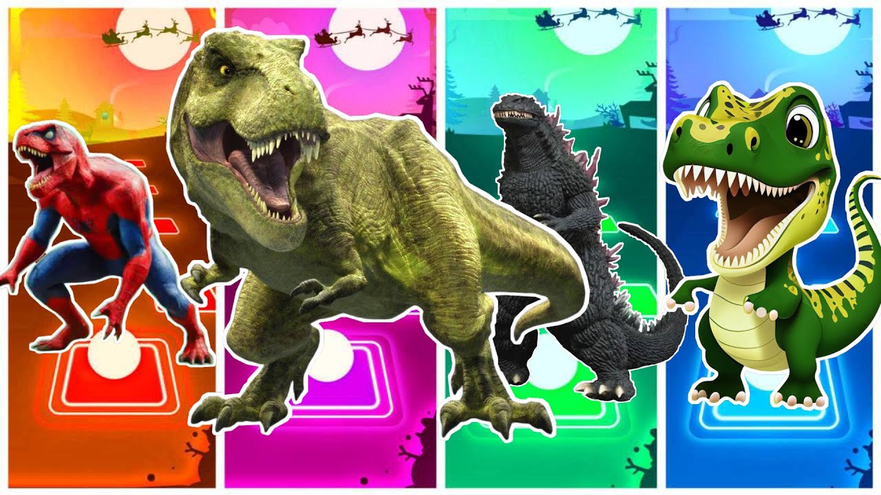 JurassicWorld T-rex spider🆚The Indoraptor🆚The Tyranosaurus🆚The T-rex ...