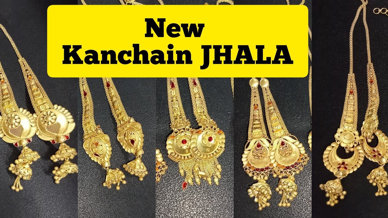 Latest Unique Kanchain Jhala design | Gold Earrings designs | Kan ke ...