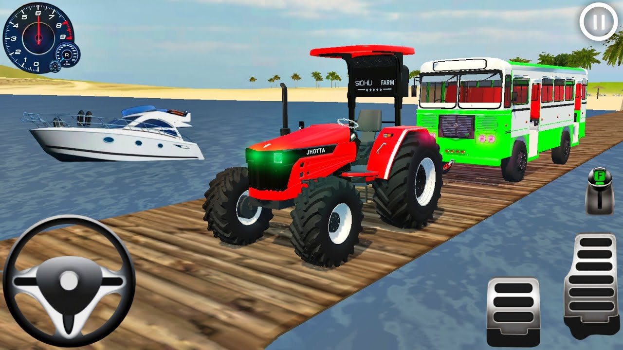 Mini Coach Bus Stuck In Sea Pull Out By Tractor - Indian Vehicles ...