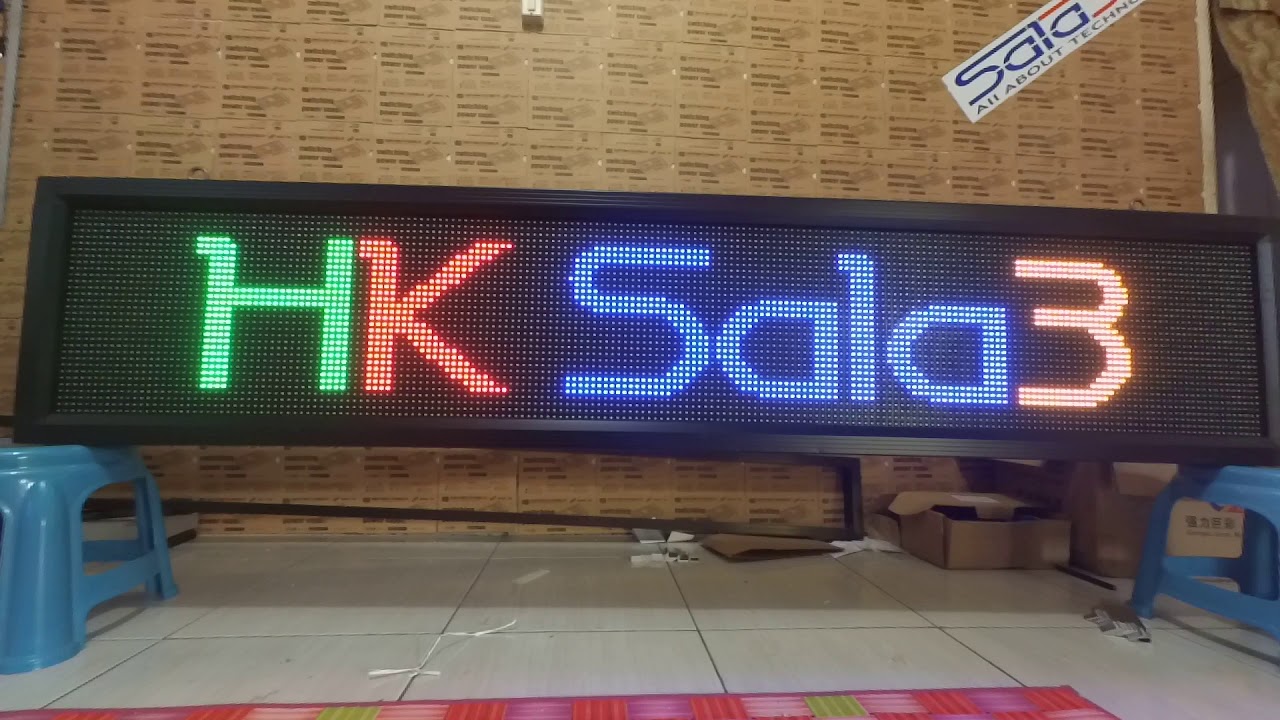 Running Text RGB Full Colour 40x200Cm Wifi Outdoor - YouTube