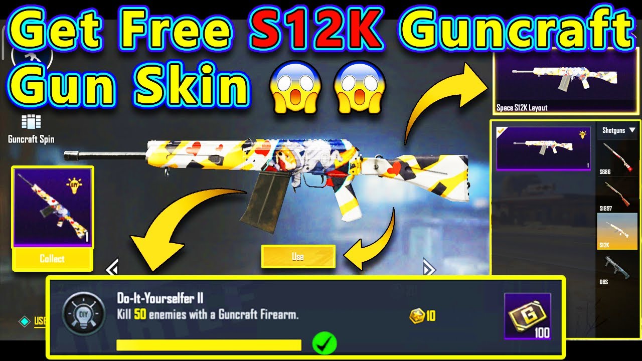 🔥 How To Get Free S12K Guncraft Gun Skin in PUBG Mobile 🔥 Complete Do ...