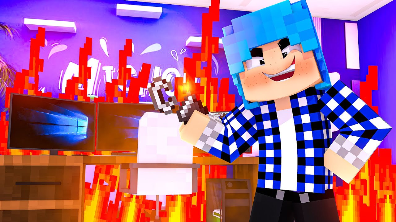 JE MET LE FEU AU STUDIO DE MICHOU ! Minecraft - YouTube