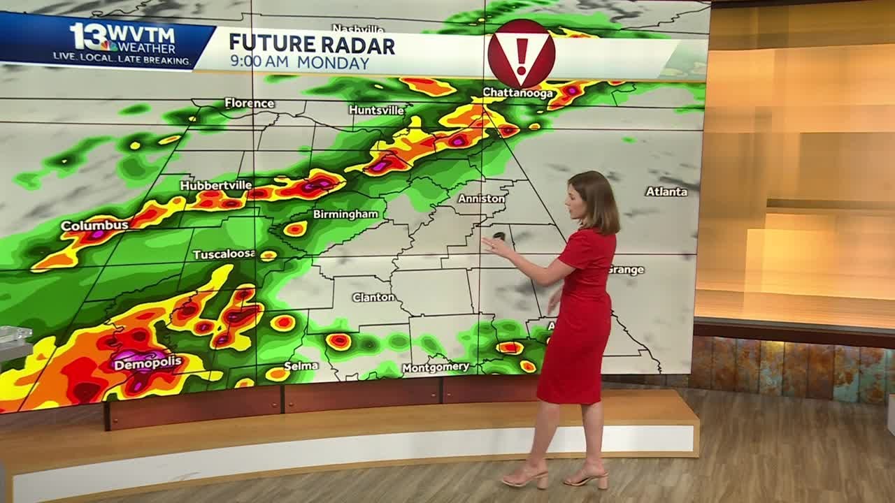 Alert Day: Strong to severe storms move through Central Alabama Monday ...