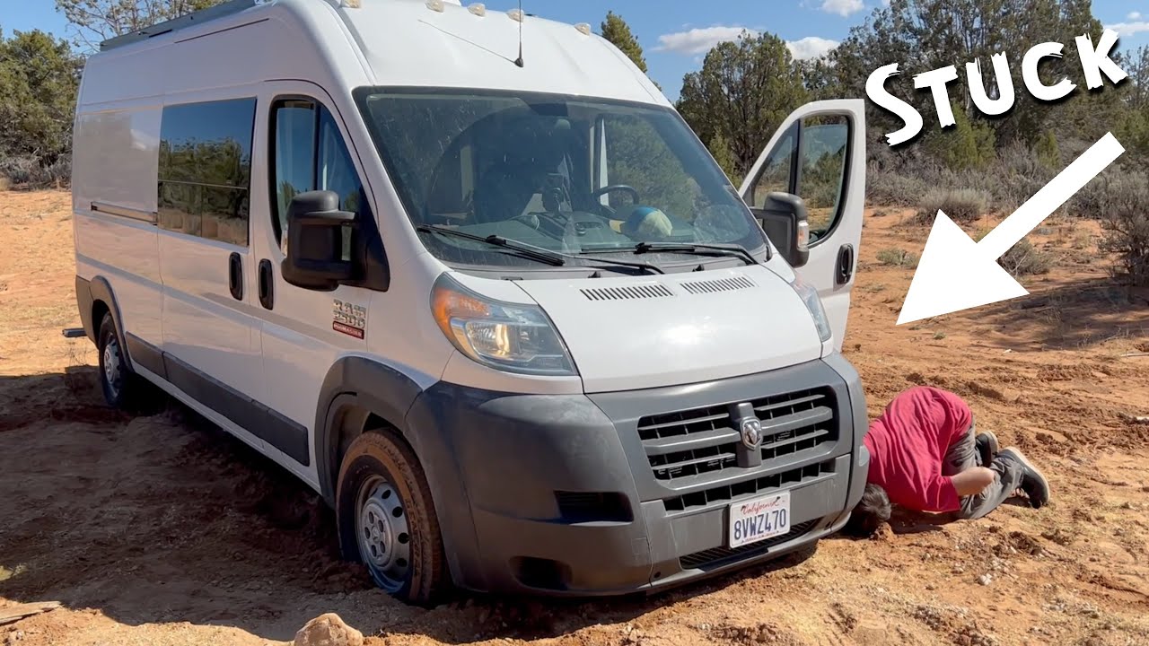 We get the van stuck & almost get into a car accident - YouTube