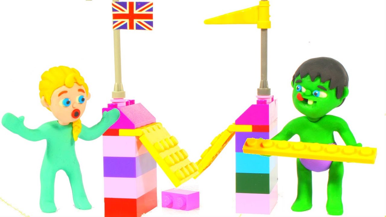 FUNNY KIDS BUILD A LEGO BRIDGE Play Doh Cartoons For Kids - YouTube