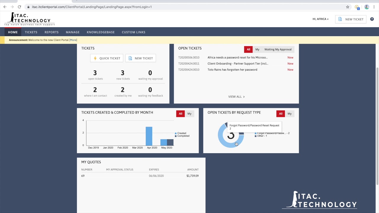 Using the itac.technology Ticket Portal - YouTube