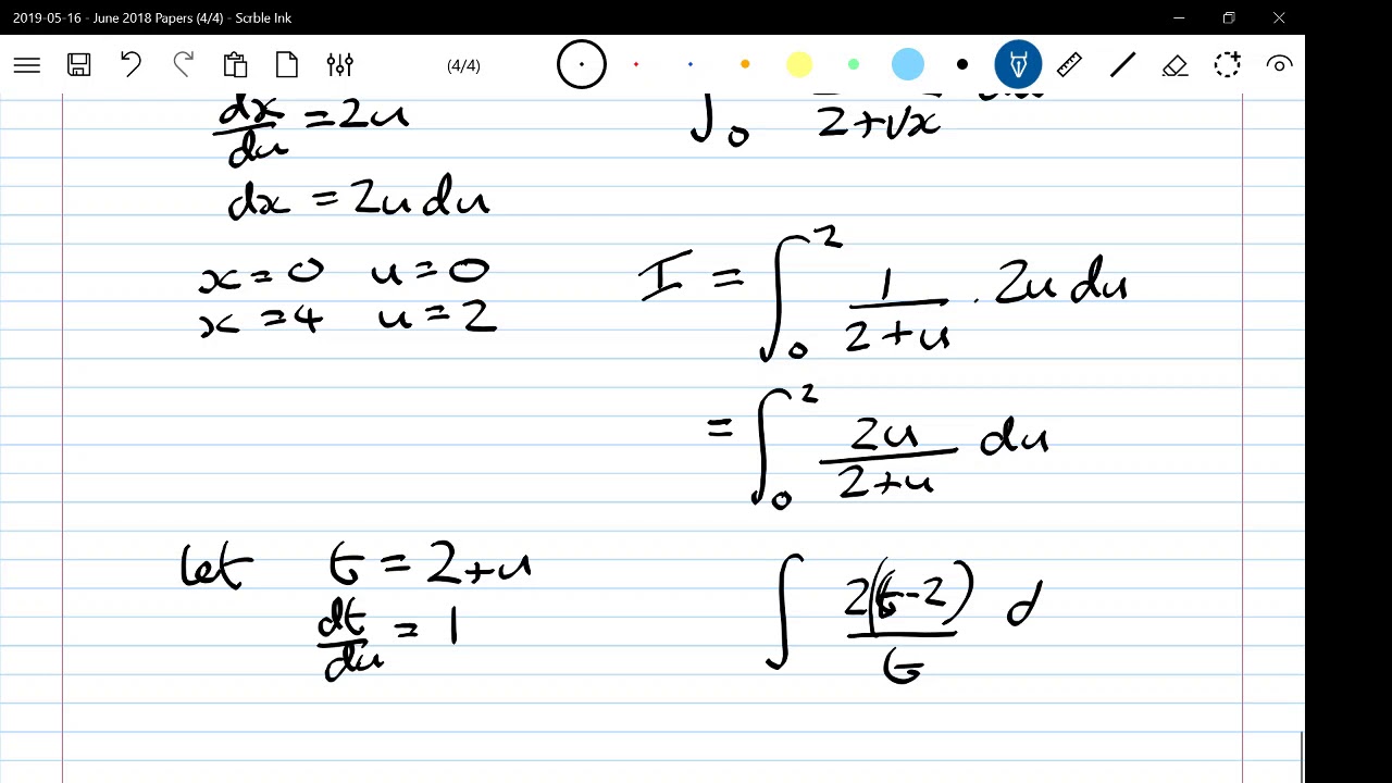 A Level Maths OCR Paper 3 2018 q5 Trapezium Rule and Integration by ...