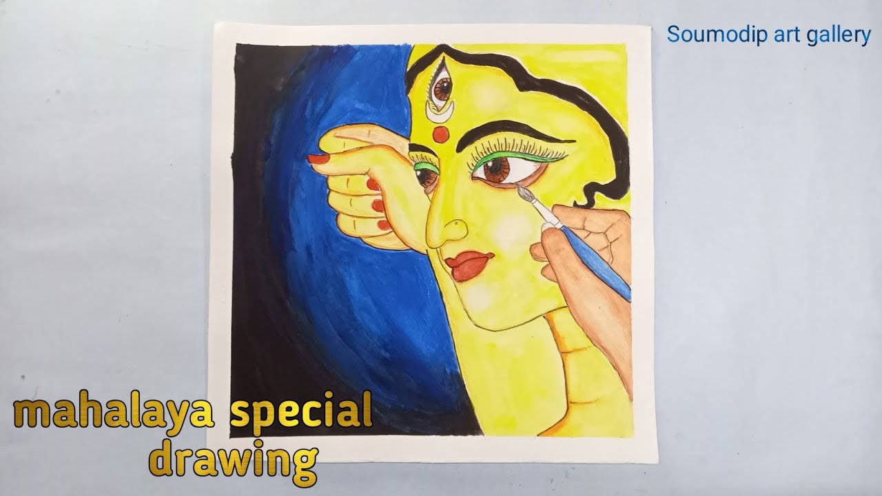 Mahalaya special drawing || maa Durga drawing easy || maa Durga face ...