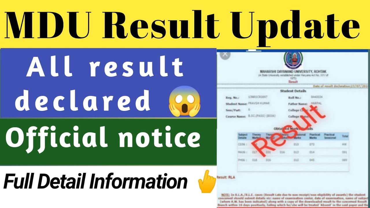 MDU result 2021 | MDU result latest news | MDU result kab aayega | MDU ...