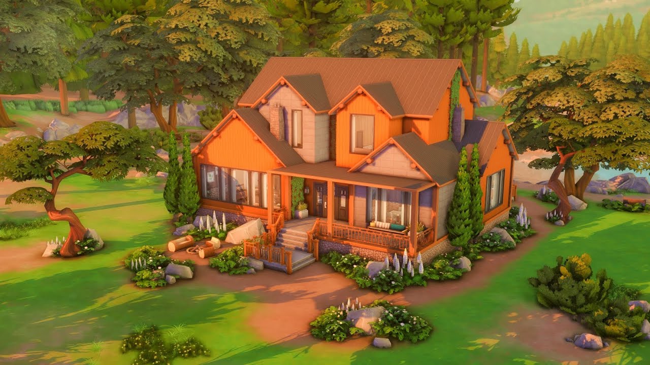 Rustic Modern Cabin 🌲 | Sims 4 Speed Build - YouTube
