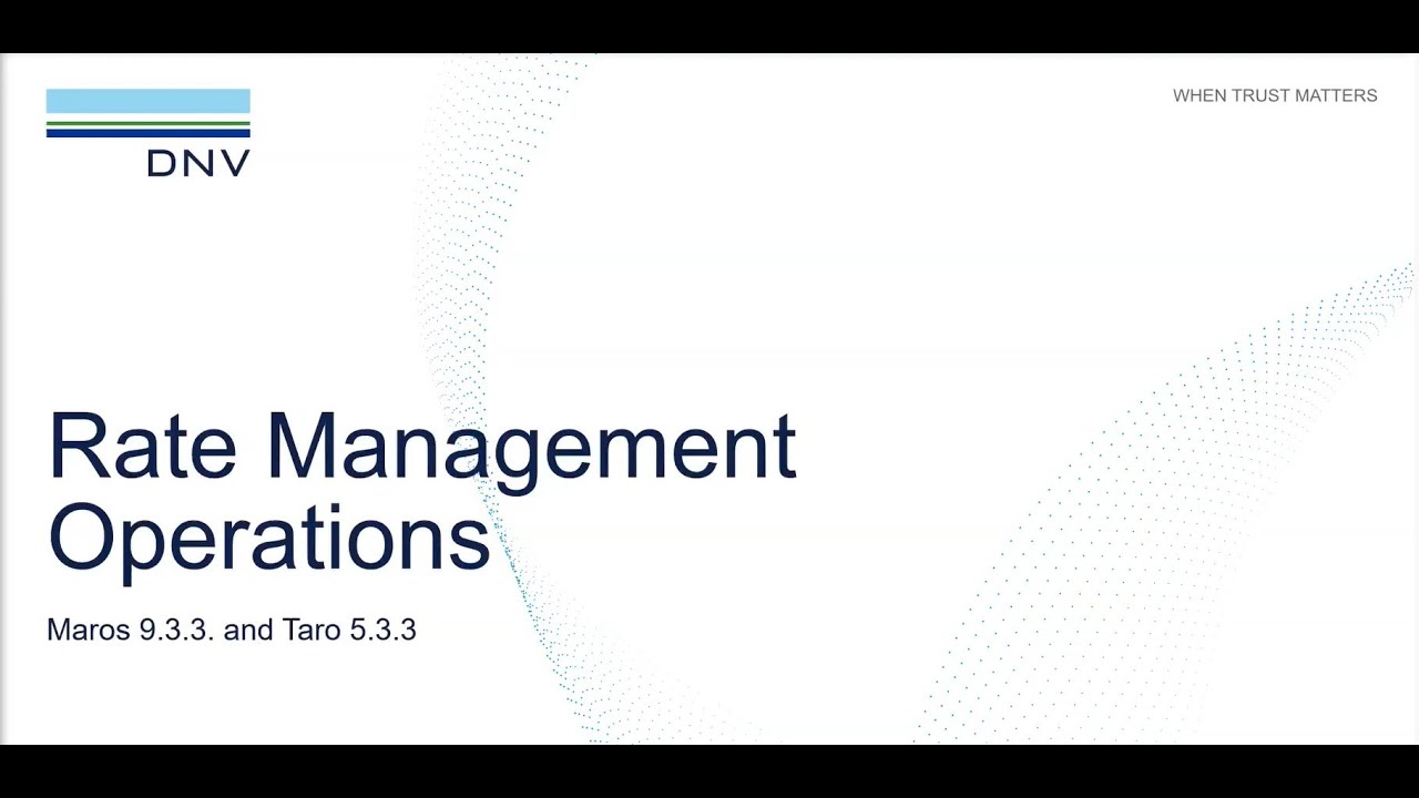 How To use Rate Management Operations in Maros and Taro - YouTube