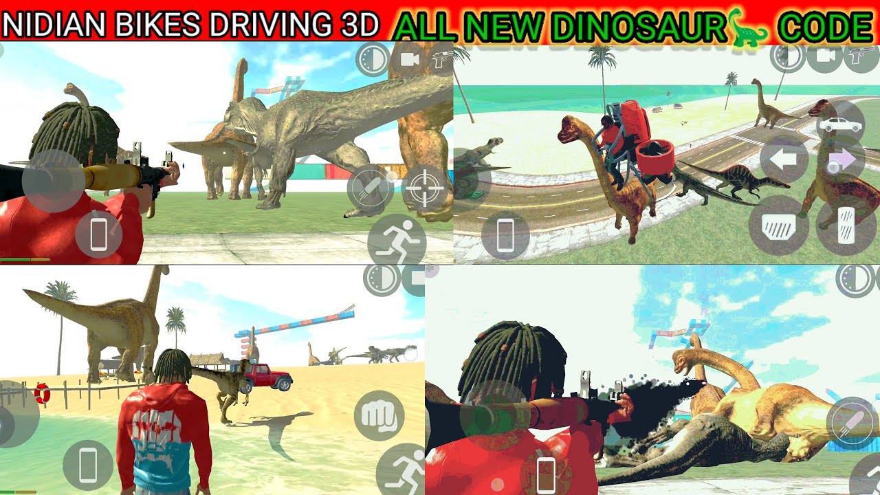 ALL NEW CHEAT CODE NEW DINOSAUR + NEW BOAT | Funny gameplay Indian Bikes 3D 🤣🤣 - YouTube