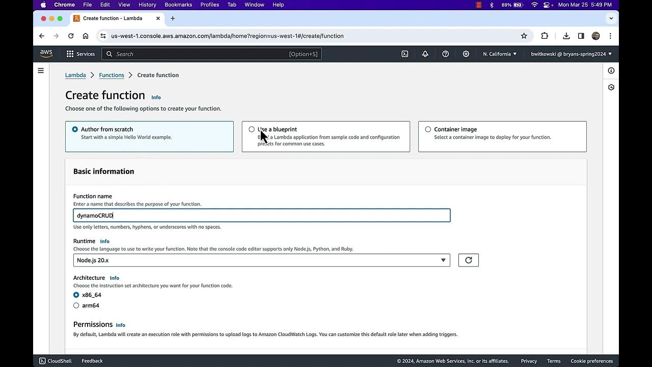 AWS Lambda DynamoDB CRUD methods using a Lambda blueprint - YouTube