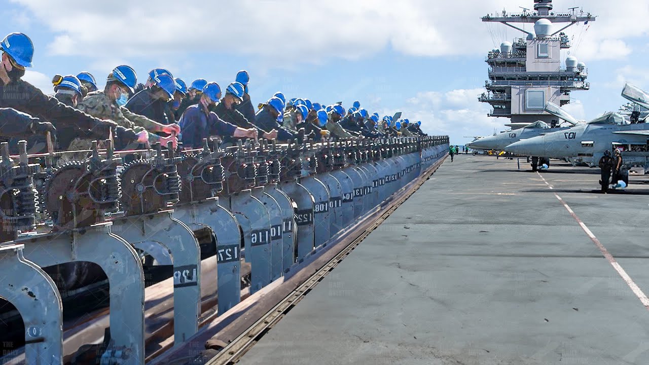 Installing Millions $ Aircraft Launch System on US Navy Carrier After ...