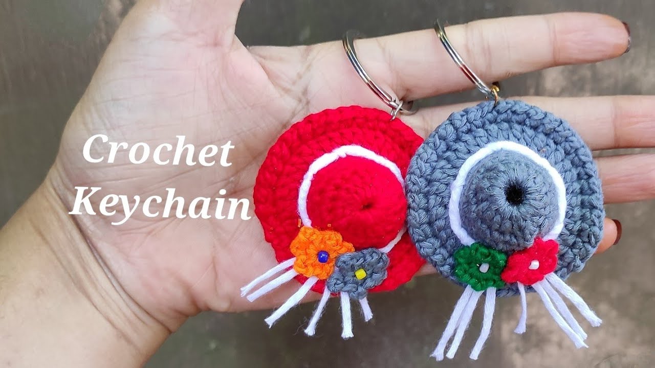 Crochet Hat Keychain 👒👒(English Tutorial) #15 #crochet keychain #hat ...