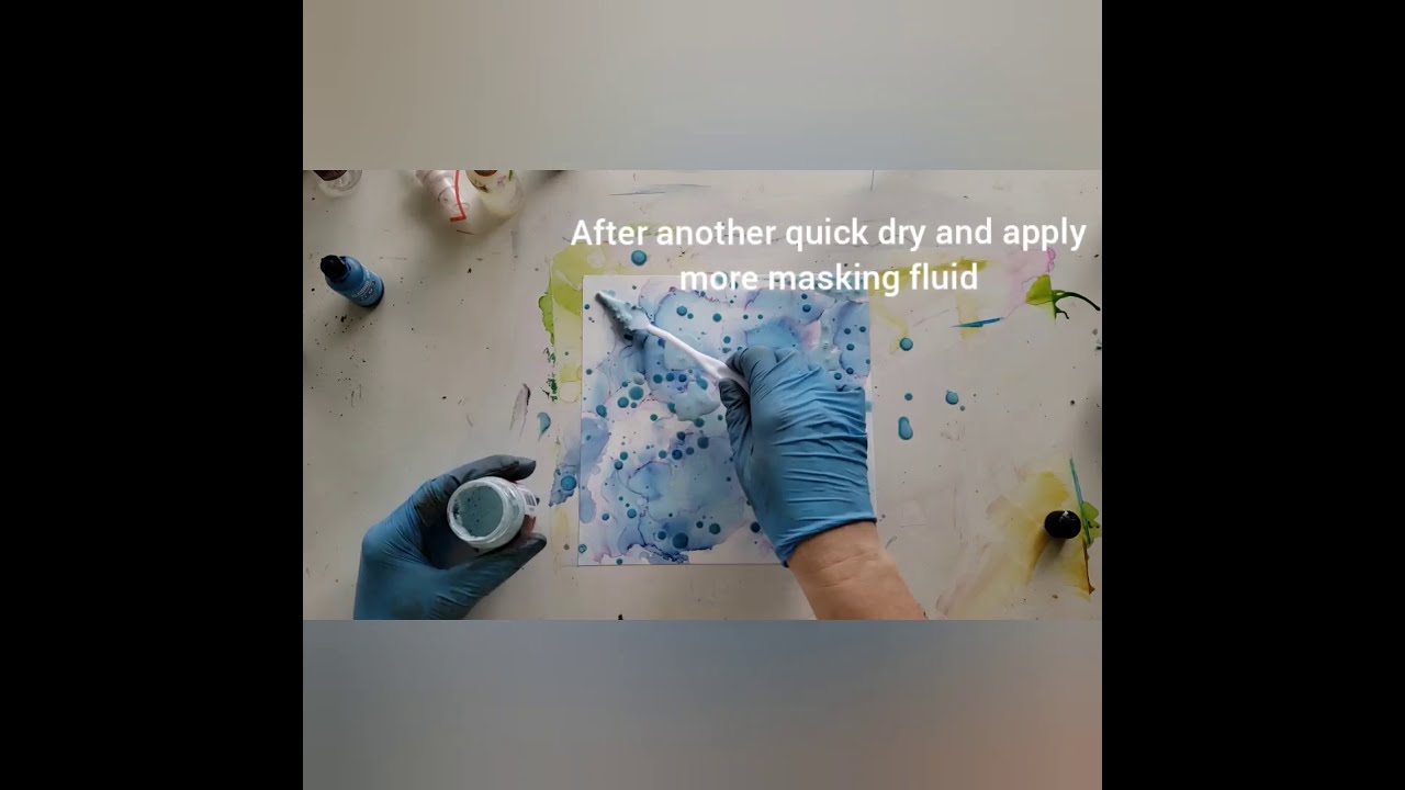 Layering masking fluid and ALCOHOL INK - YouTube