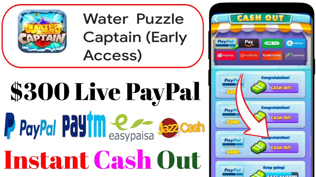 Water Puzzle Captain $300 PayPal Withdraw Proof || Earning Application ...