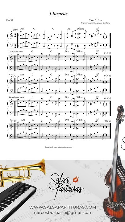 LLORARAS (OSCAR DE LEON) Sheet Music for Orchestra (SALSA PARTITURAS) - YouTube