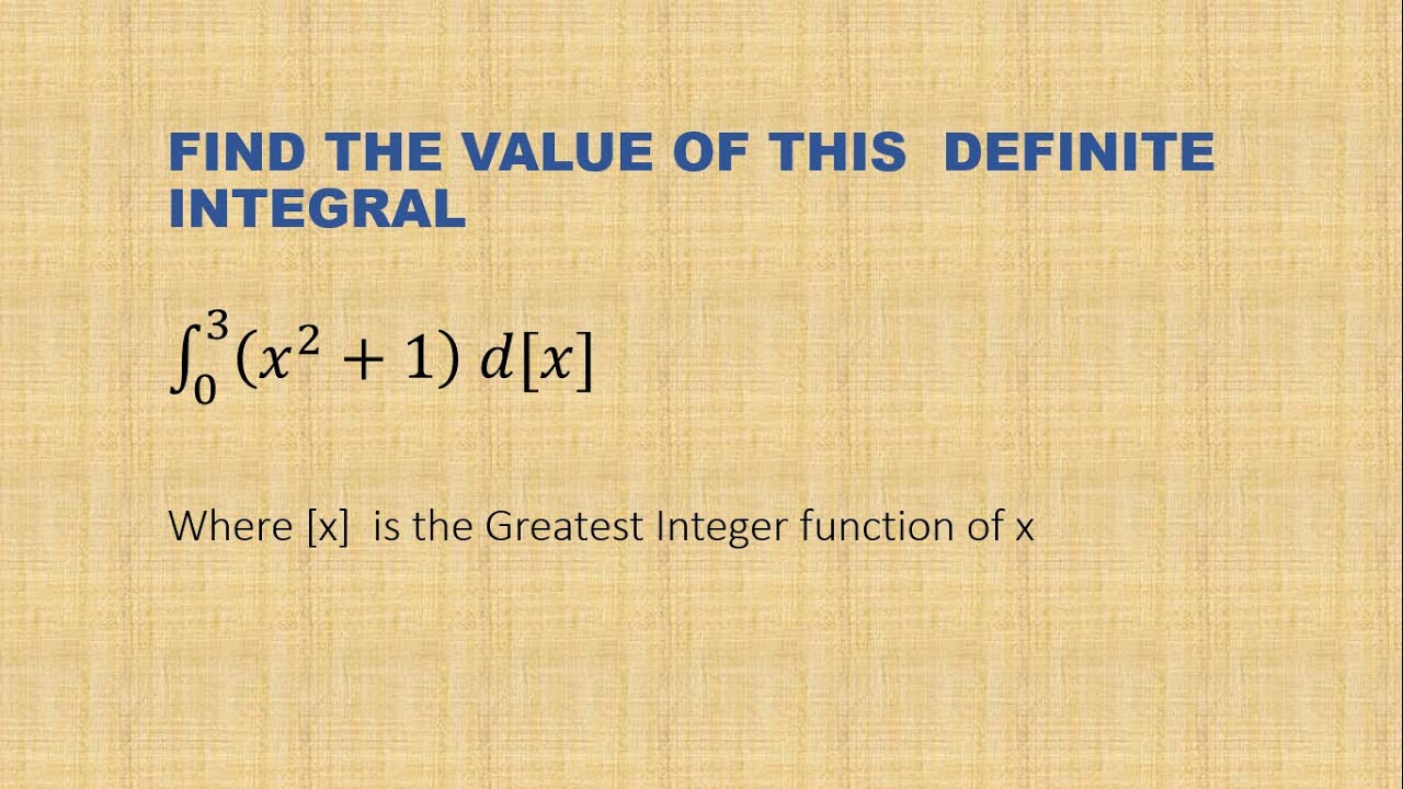 Integration with respect to greatest integer function or any other ...