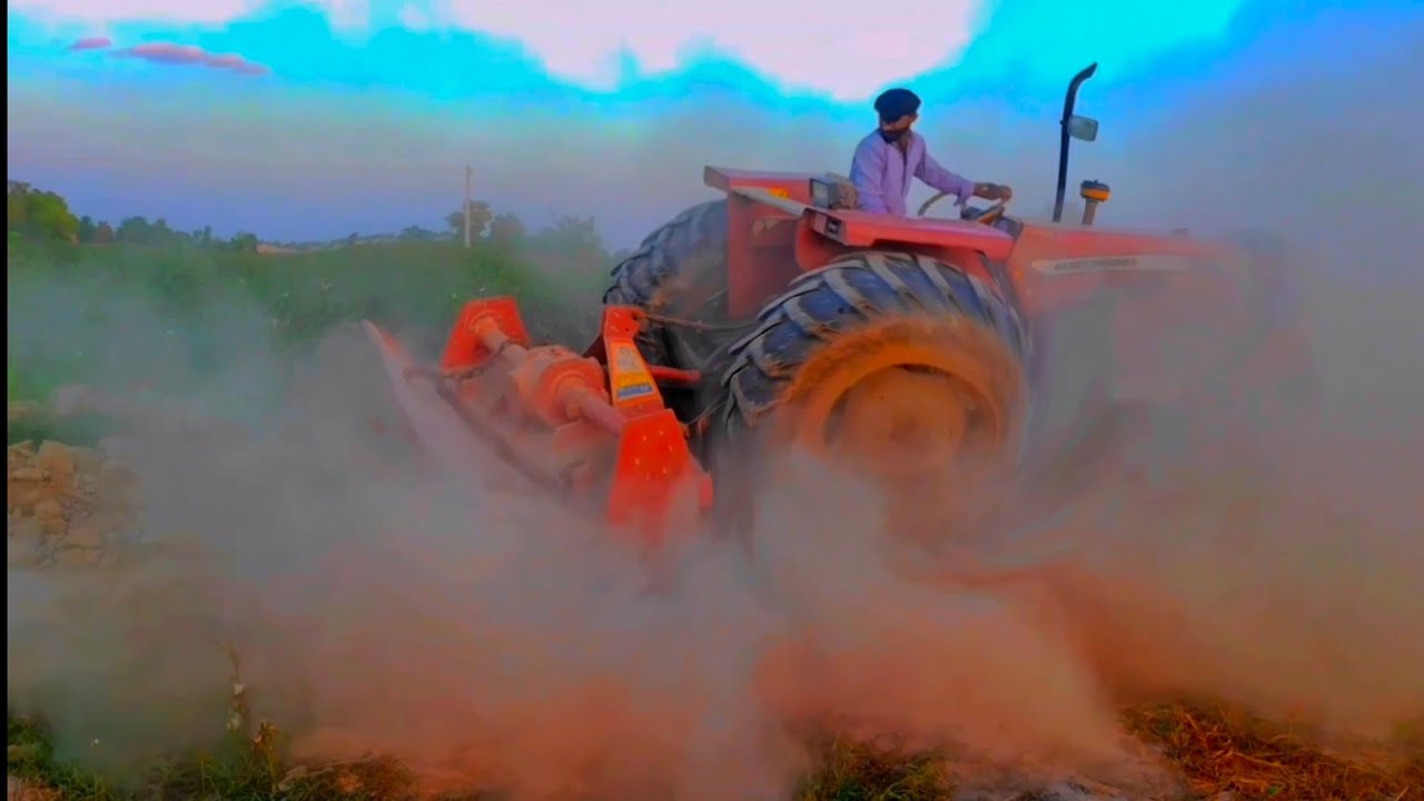 Massey Ferguson 385 tractor 56 cutter Rotavator performance. - YouTube