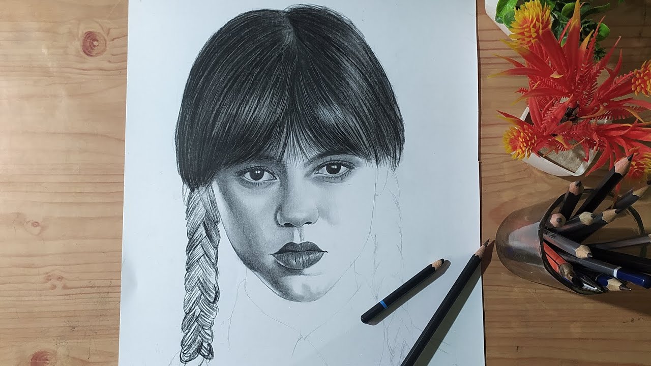How To Draw Wednesday Addams ||Drawing Wednesday Addams - YouTube