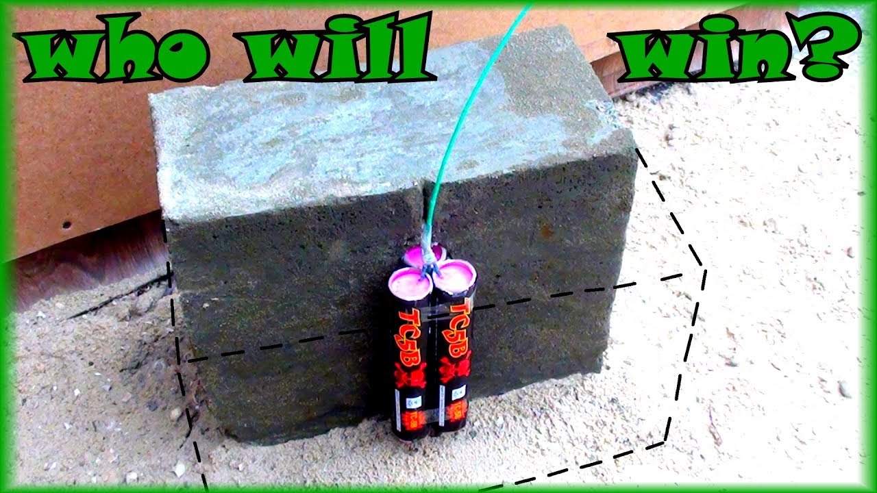 3 Huge Firecrackers vs Concrete Cube (200 pounds) - YouTube
