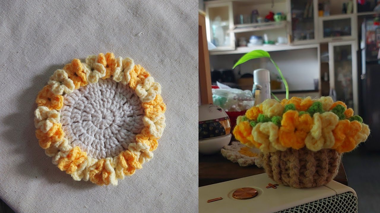 Crochet Flower Coaster Bouquet – Easy DIY Gift Idea! ( ENG CC) - YouTube