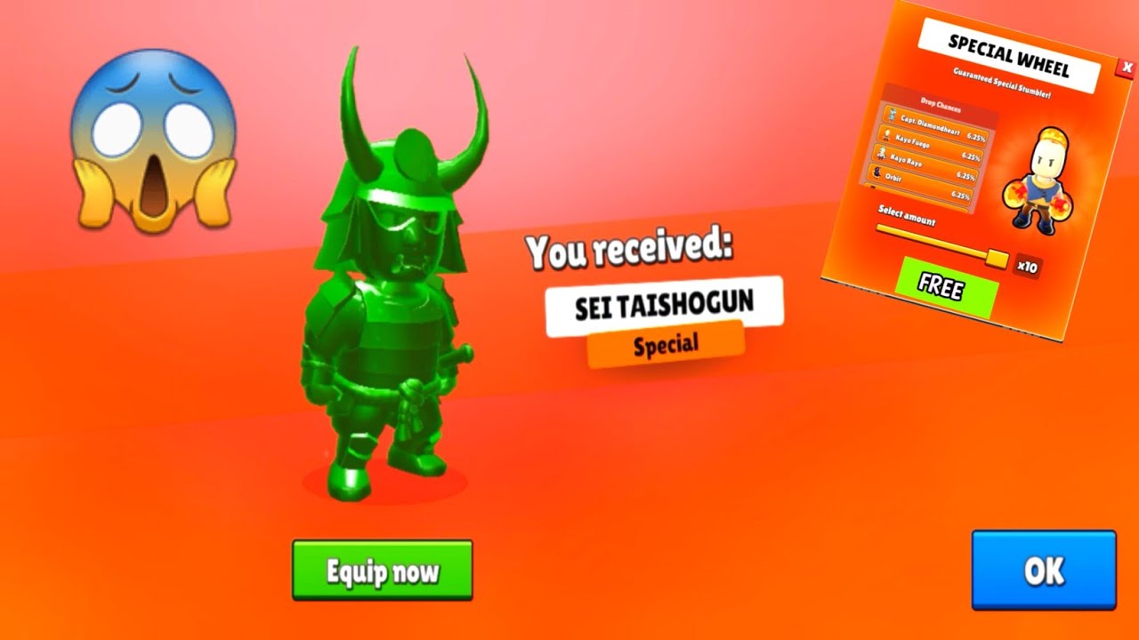 I Got New Spacial Skin Sei Taishogun In Free Spacial Wheel - Stumble Guys - YouTube
